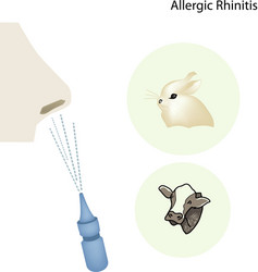 Allergic rhinitis patient with nose drops Vector Image