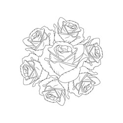 Rose flower silhouette line art illu Royalty Free Vector