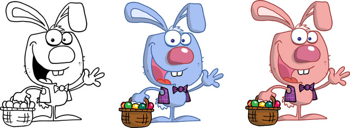 Brown rabbit painting easter egg Royalty Free Vector Image