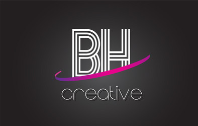 Bh b h letter logo with zebra lines texture Vector Image