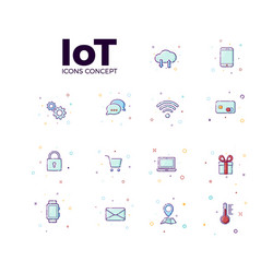 Internet of things line icons set iot Royalty Free Vector