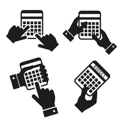 Hands with calculators icons Royalty Free Vector Image