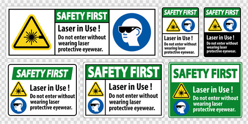 Danger warning ppe safety labellaser in use do Vector Image