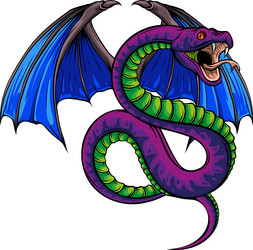 Monochromatic of winged snake Royalty Free Vector Image