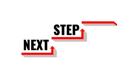 Next steps red point with arrow concept Royalty Free Vector