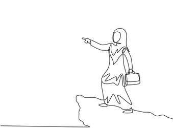 Continuous one line drawing young arabic female Vector Image