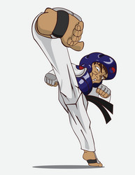 Cute style taekwondo athlete cartoon Royalty Free Vector