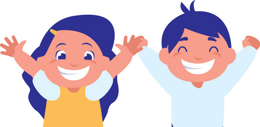 Happy fat kids celebrating characters Royalty Free Vector