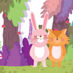 Fox is chasing a rabbit in an african savanna Vector Image