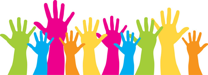 Background with multicolor support hands Vector Image