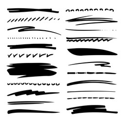 Hand drawn collection set underline strokes Vector Image