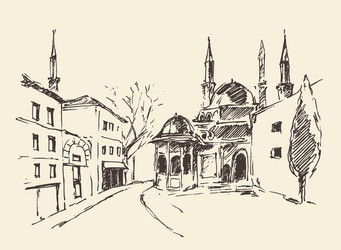 Drawing sketch topkapi palace istanbul Royalty Free Vector