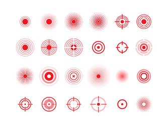 Pain point icons set red circles mark Royalty Free Vector