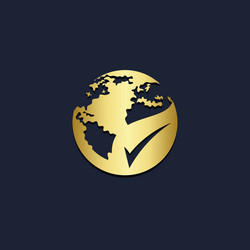 Round globe technology gold logo Royalty Free Vector Image