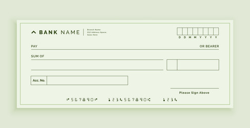 Blank bank cheque check draft mockup design Vector Image