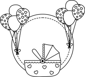 Round frame with cradle in black and white Vector Image