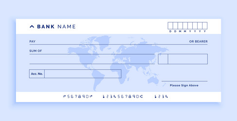 Blank bank cheque check draft mockup design Vector Image