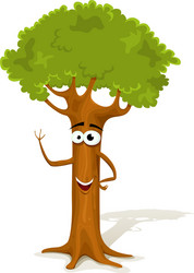 Funny cartoon tree character Royalty Free Vector Image