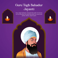Banner design of guru tegh bahadur jayanti Vector Image