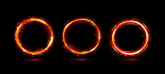 Ring fire flame burning different shapes frames Vector Image
