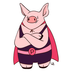 Pig hero with cape cartoon Royalty Free Vector Image