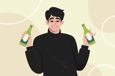 Hand drawn drunk man Royalty Free Vector Image