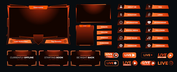 Streaming screen panel overlay game Royalty Free Vector