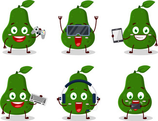 Slice avocado are playing games with various cute Vector Image