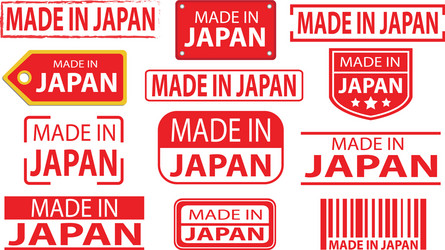 Made in japan label set Royalty Free Vector Image