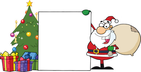Santa with sign cartoon Royalty Free Vector Image