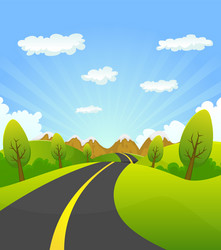 A road going to the mountain Royalty Free Vector Image