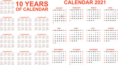 Calendar 2030 Vector Images (over 110)