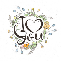 Hand lettering grunge card with flower background Vector Image