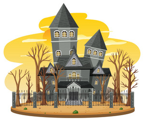 Haunted house at daytime scene Royalty Free Vector Image