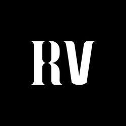 Rv logo r v design white letter rvr Royalty Free Vector