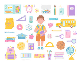 School set of decorative elements for studying Vector Image