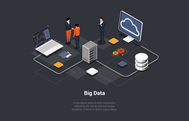 Big data processing center cloud database server Vector Image