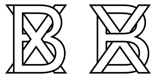 Logo sign bb and 2 b icon sign two interlaced Vector Image
