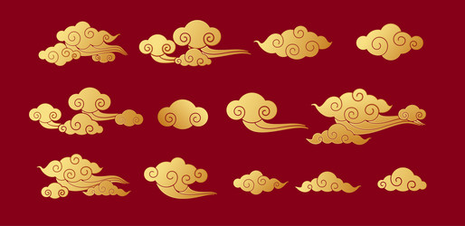 Traditional chinese golden clouds set Royalty Free Vector