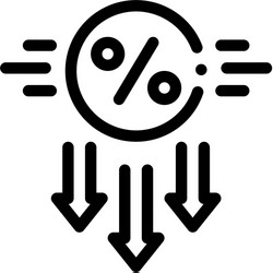 Falling interest down icon outline Royalty Free Vector Image
