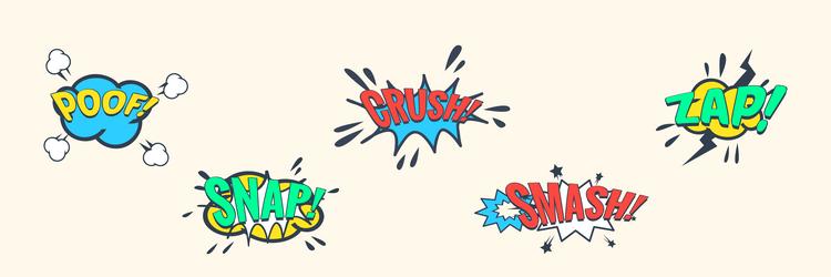 Comic sound effects in pop art style set Vector Image