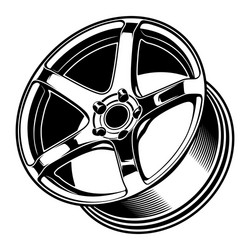 Car wheels rims line art silhouette Royalty Free Vector