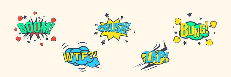 Comic sound effects in pop art style set Vector Image