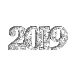 Silver glitter alphabet numbers 2 with shadow Vector Image