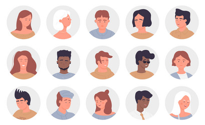 People portrait round avatars set multinational Vector Image