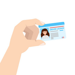 Hand holding car driver license or id cadr Vector Image