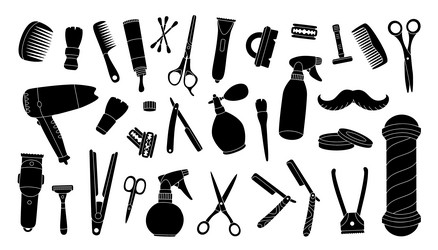 Barber shop set and hairdresser tools Royalty Free Vector