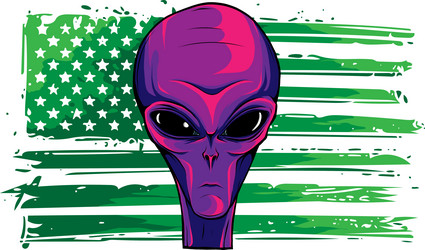 Black silhouette of alien head face with american Vector Image