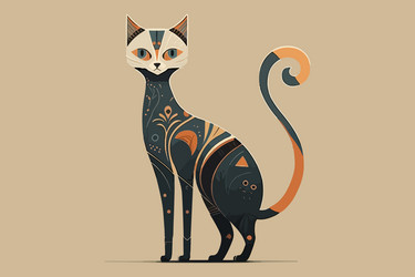 Cat folk art style Royalty Free Vector Image - VectorStock