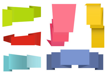Set of origami ribbons and banners text box Vector Image
